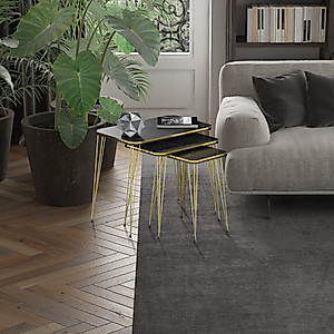 Rectangular Nesting Set of 3, Nesting Table, Modern Woodgrain Look Base for Living Room Coffee Tables or Nightstands - Coffee Table - Side End Table - Small Side Table