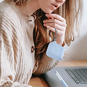 Woyinger AirPods Case Cover, Comes with a White Cleaning Pen，Soft Silicone Protective Cover with Buckle for Women Men Compatible with Apple AirPods 2nd 1st Generation Charging Case, Front LED Visible