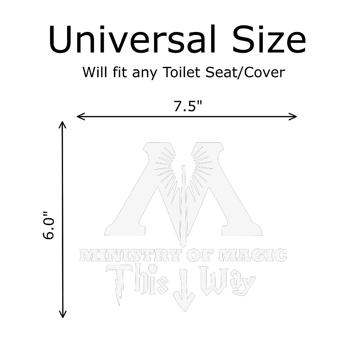 MINISTRY OF MAGIC THIS WAY Decal Die Cut Vinyl Funny Humor Quote, | FREE SWITCH DECAL | , Black, 7.5 Inches Bathroom Toilet Seat Sticker.