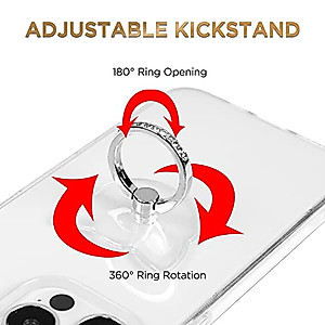 Clear Ring Holder Finger Stand Set of 2, Mavis's Diary Cute Bling Cell Phone Grip 360°Rotation Universal Luxury Crystal Metal Kickstand (Round & Star & Cat)