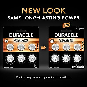 Duracell CR2032 3V Lithium Battery, Child Safety Features, 6 Count Pack, Lithium Coin Battery for Key Fob, Car Remote, Glucose Monitor, CR Lithium 3 Volt Cell