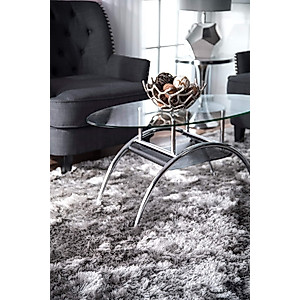 nuLOOM Latonia Modern Silky Shag Area Rug, 4x6, Silver
