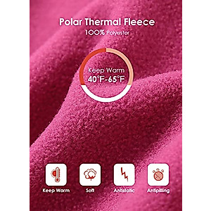baleaf Women's Fleece Jacket Long Zip Up Hoodie Lightweight Thermal Sweater Coat for Hiking Travel Rouge Pink XL