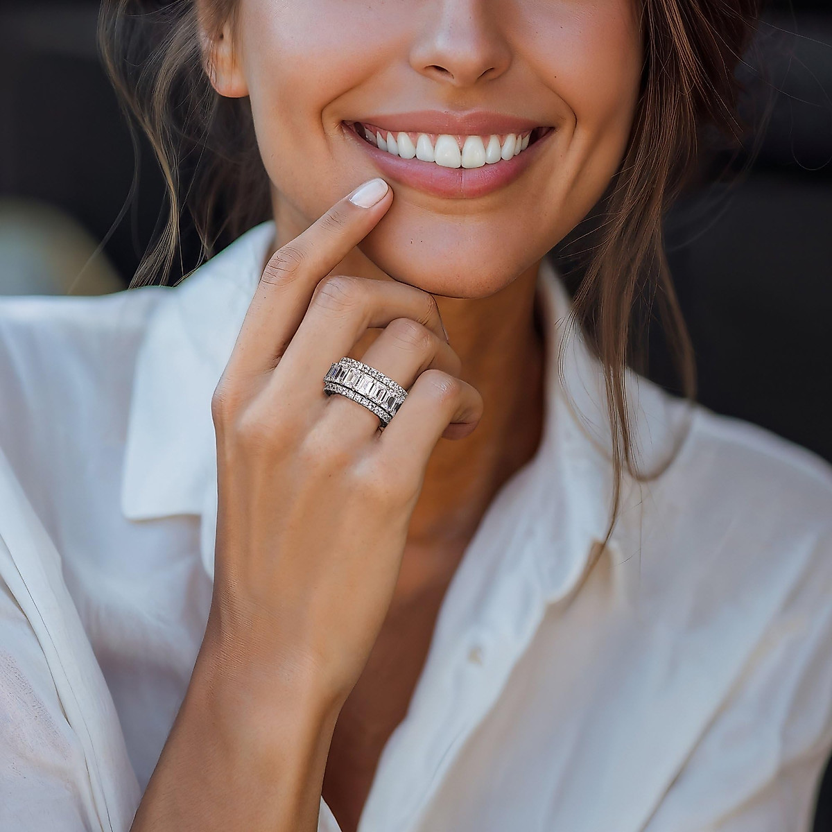 Ross-Simons 11.65 ct. t.w. CZ Jewelry Set: 3 Eternity Bands in Sterling Silver. Size 9