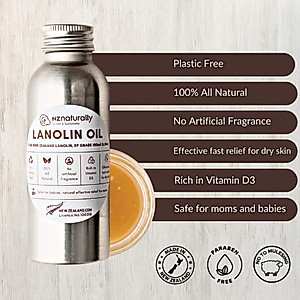 Pure New Zealand Liquid Lanolin Oil EP Grade | For General Dry Skin Conditions I 100% Natural I No Artificial Fragrance 100ml