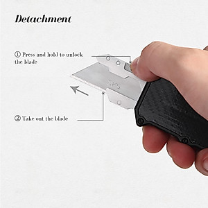 TOPS HOME Utility Knife Box Cutter, Pocket Knife, Change Blade Razor Knife, Aluminum Alloy Shell, 5 Extra Blades