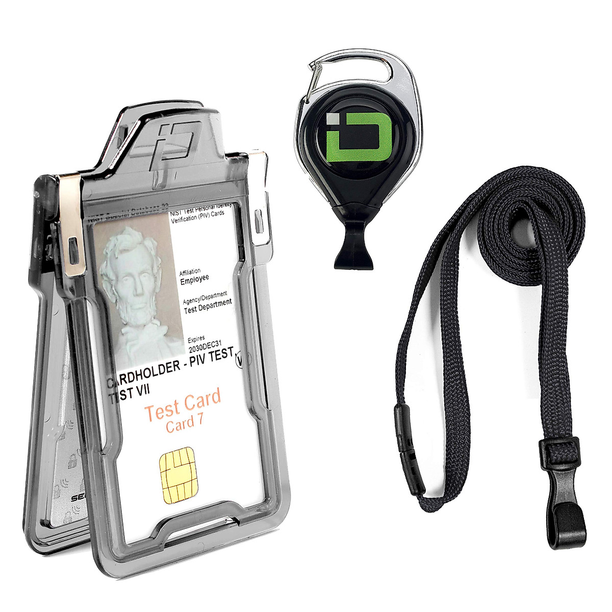 ID Stronghold Secure Badgeholder® Classic 1 Card ID Badge Holder with Lanyard and Retractable Reel - RFID Blocking Badge Holder Made in The USA