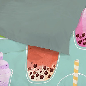Darani Boba Milk Tea Duvet Cover Full 80 x 90 in Ultra Soft Washed Microfiber Comforter Cover Sets 3 Pieces (1 Duvet Cover + 2 Pillow Shams)