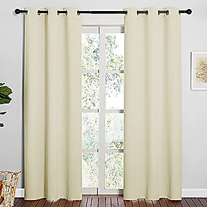 NICETOWN Long Curtains for Windows, Eyelet Top Room Darkening Panels/Drapes for Living Room (Beige, 2 Panels, W42 x L84 inches)