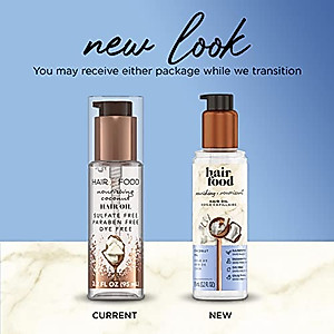 Hair Food Sulfate Free Hair Oil Dye Free Smoothing and Nourishing Treatment, Coconut, Hair Food, 3.2 FL OZ