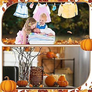 Patelai 321 Pcs Baby Shower Games Supplies, 5 Sets (50 Cards Each) Activities Cards with 20 Pencils 1 Don't Say Baby Sign 50 Clothespin(Pumpkin)