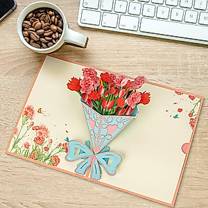 Pop Up Card, Mother's Day Cards, 4 Pieces Flower 3D Greetings Card, Thank You Card with Envelope Moms Cards for Valentine's Day Mother's Day Thanksgiving Day Birthday Anniversary Wedding