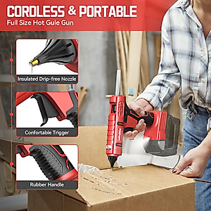 100W Hot Glue Gun for Milwaukee 18v Battery, Wireless Battery Powered Cordless Glue Gun for 18v Battery, Heavy Duty Full Size Glue Gun with 20pcs 0.43'' Glue Sticks for Crafts DIY & Repairs(Tool Only)