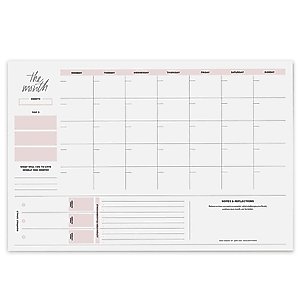 Bliss Collections Monthly Planner, Simple Pink Self-Care, Undated Desk Calendar and Planner for Organizing and Scheduling Tasks, Productivity Tracker, Goals, Notes and To-Do Lists, 12"x18" (18 Sheets)