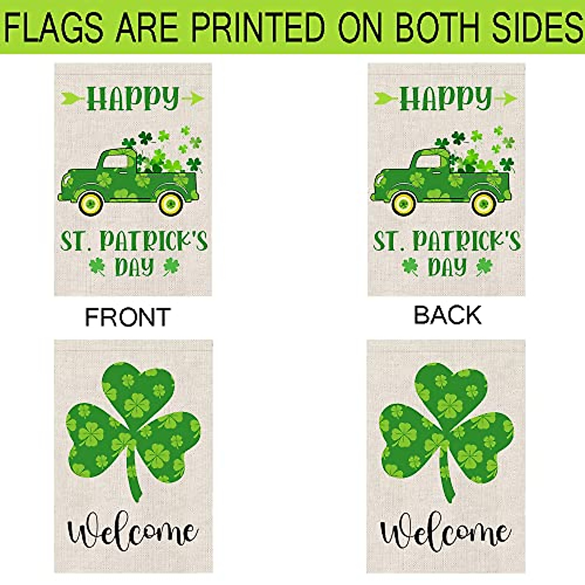 DmHirmg St. Patrick's Day Garden Flag Double-Sided Pattern Printing Weatherproof Garden Flag St. Patrick's Day Decoration for Home(2 Pack)