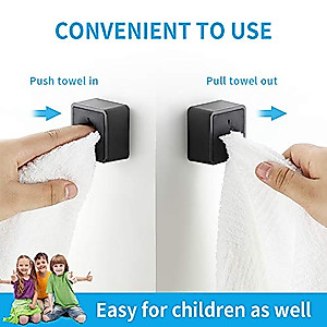 KAIYING Kitchen Towel Hook, Self Adhesive Dish Towel Holder for Kitchen Cabinet Door, Push Towels Holder Wall Mounted for Bathroom and Home, No Drilling (3 Pack_Black)