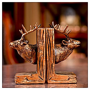 INKTUS Bookends Book Ends Heavy Duty, Resin Decorative Retro Bookends for Shelves, 1 Pair Non-Slip Bookend for Heavy Books, Book Stoppers Decor for Home Office (Color : OneColor)