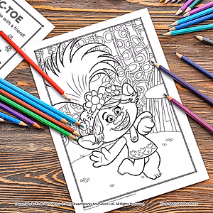 Trolls DreamWorks World Tour 48-Page Coloring and Activity Book with 4 Crayons, 47360 Bendon