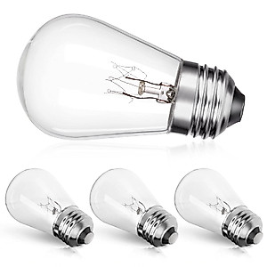 addlon Incandescent Replacement Bulbs 11W S14 4 Pack Waterproof E26 Screw Base for Outdoor Incandescent String Lights