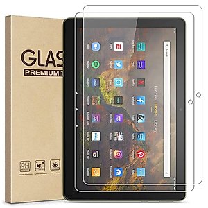 YUSYAIE [2 Pack] Tempered Glass Screen Protector For Fire HD 10/10 Plus/ 10 Kids Pro(2021 Release,11th Generation) Tablet with 2.5D 9H HD Bubble-Free Clear Transparent Ultra thin Protective glass