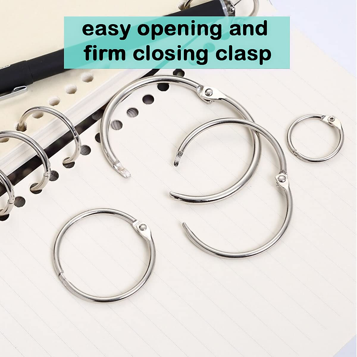 Binder Rings, 1 Inch - 100 Pack Metal Rings, Heavy Duty Steel Book Rings - Use for Paper Rings, Key Rings, Binder Ring, Metal Rings for Index Cards Great for Home, School, and Office