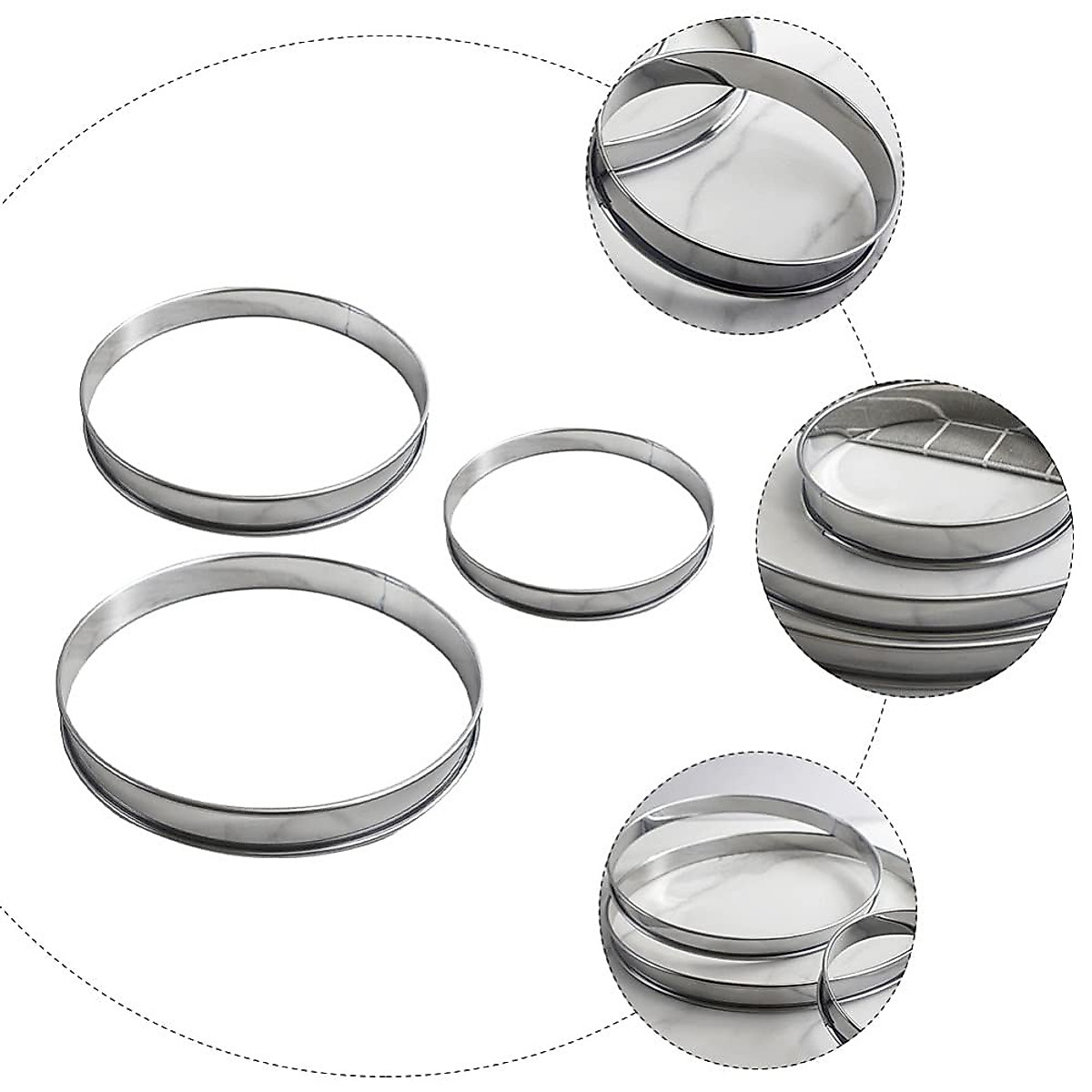 Hemoton 3pcs Stainless Steel Cake Rings Mousse Cake Molds Round Cake Decor Baking Mold Ring Bakeware Set Tool