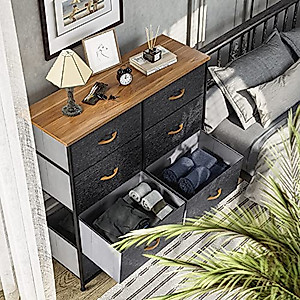 YITAHOME Dresser for Bedroom, Tall Dresser with 8 Drawers, Storage Tower with Fabric Bins, Chest of Drawers for Closet & Living Room - Sturdy Steel Frame, Wooden Top (Dark Grey)
