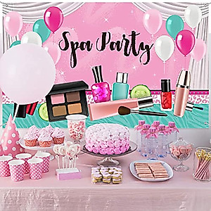 Spa Party Decorations for Girls, 71 x 43 Inch, Sweet Pink Backdrop Princess Makeup Birthday Photography Background Photo Booth Banner for Spa Day Make up Theme Party Decorations