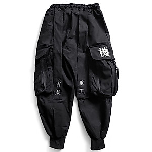 Niepce Inc Men's Japanese Streetwear Techwear Cargo Pants (Medium) Black