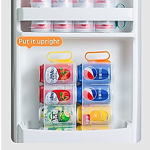 DNIEBW Refrigerator Organizer Bins 3 Pack Soda Can Organizer for Refrigerator Clear Stackable Can Holder Dispenser with Handle for Fridge, Pantry, Freezer - Canned Food Pantry Storage Rack 12 Cans