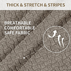 JIVINER 4-Piece Recliner Chair Covers Stretch Jacquard Covers for Recliner Chair Recliner Slipcovers for Living Room Soft Recliner Protector with Pocket (Recliner, Khaki)