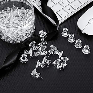 60 Pieces Giant Push Pins Big Thumb Tacks Large Tacks Jumbo Pins Steel Point 1 Inch Plastic Heads Pins Marking Pins for Cork Board (Transparent)