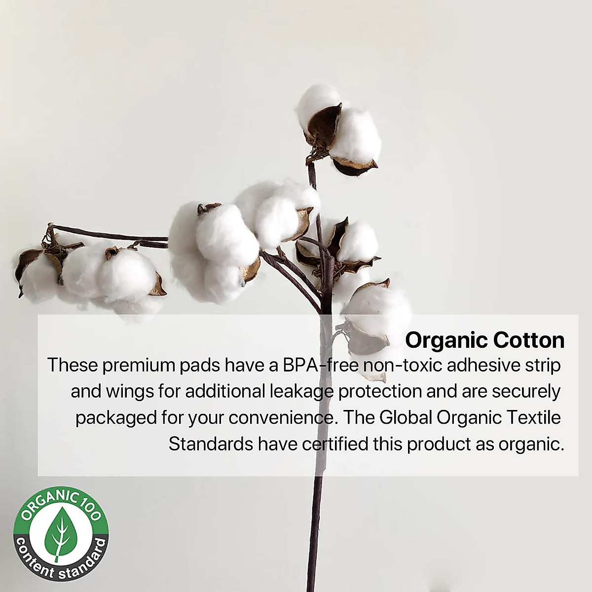 FJAKA USA [fee-ah-ka] Feminine Care Organic Cotton Cover Pads - Ultra Thin Sanitary Napkin Pads Heavy Absorbency, Unscented with Pad Wings for Women