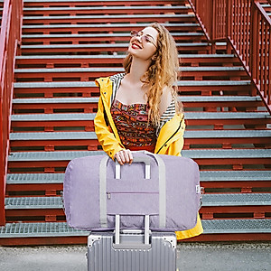 Extra Large Travel Duffel Bag Foldable Weekender Packable Lightweight Luggage Bag Overnight for Women and Men 85L (Purple (With Shoulder Strap))