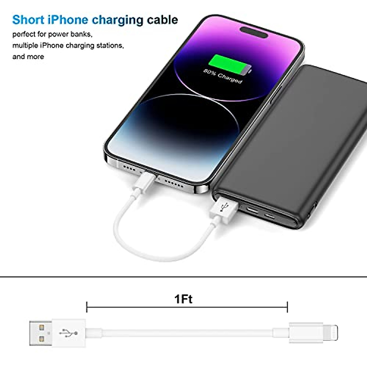 3 Pack Apple MFi Certified iPhone Charger Cable, Apple Lightning to USB Cable Cord, 2.4A Fast Charging Apple Phone Long Chargers for iPhone 12/11/11Pro/11Max/ X/XS/XR/XS Max/8/7/6/5S/SE (1ft, White)