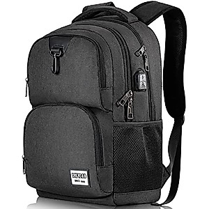 Backpack for Men, Travel Laptop Backpack for College, Computer Bag with USB Charging Port Fits 15.6 Inch Laptop, Water Resistant Durable Bookbag, Business Anti Theft Back Pack Gifts, Black