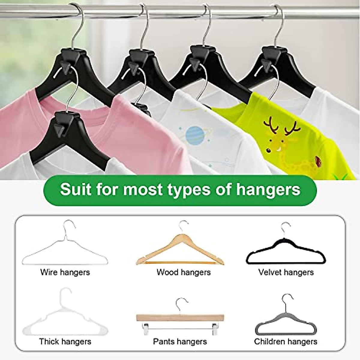 Fudshter Coat Hanger Hooks,18 PCS Clothes Hanger Connector Hooks,Space Saving Hanger Hooks for as Seen on Tv,Closet Space Connection Hooks for Organizer Closet (18) (18)