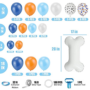 Blue Birthday Party Supplies, QPEY 121Pcs Blue Party Decorations, Dog Paw Balloons Garland Kit for Boys Girls Baby Shower Blue Theme Birthday Party Decorations