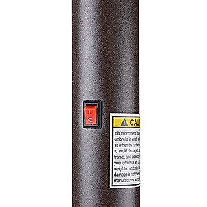 VILLACERA 83-OUT5421 9' LED Lighted Outdoor Patio 8 Steel Ribs and Push Button Tilt, Solar Powered Market Umbrella, Brown