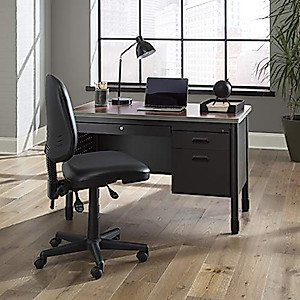 OFM, Black Straton Vinyl Office Chair With Lumbar Support, Adjustable Back & Seat Height, 250lb Max Weight With Wheels for Computer/Desk, Mid Back