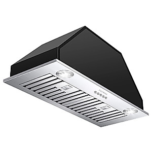 EALLMALL Range Hood Insert 30 Inch, 750 CFM Vent Hood Insert, Ducted/Ductless Range Hood Insert, Stainless Steel Insert Range Hood, Black Hood Range Insert, 3-speed Built In Range Hood, KF21-30