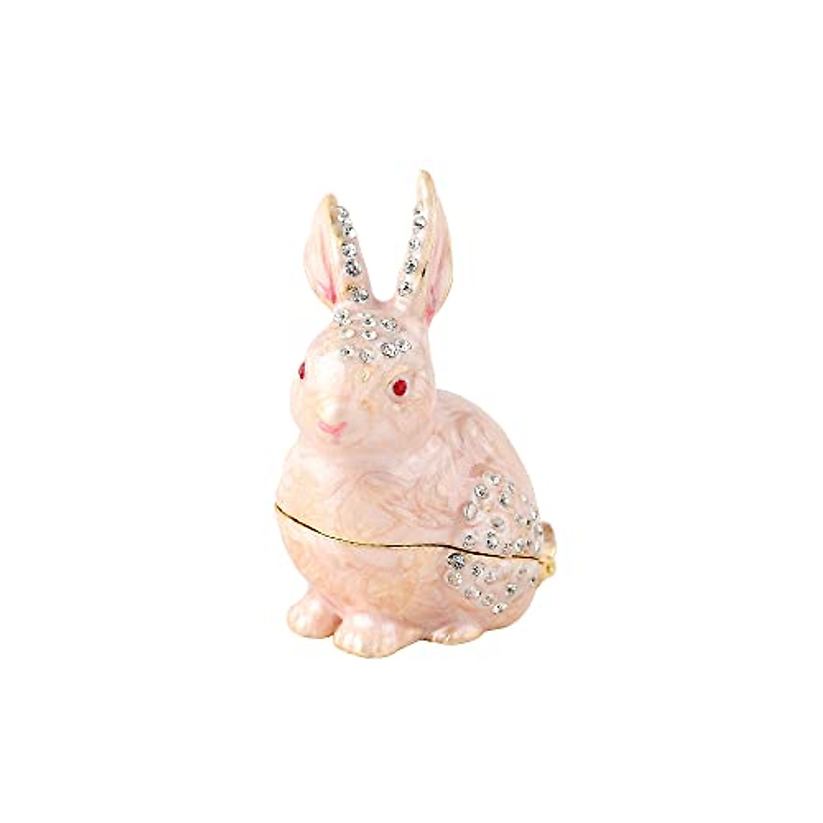 QIFU Cute Mini Pink Rabbit Style Enameled Trinket Box Hinged, Unique Gift for Family …