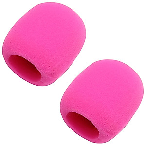Fielect 2Pcs Microphone Covers Foam Mic Cover Handheld Microphone Windscreen Shield Mic Foam Filter Pink for KTV Broadcasting