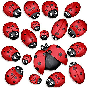 18 Pcs Small Ladybugs Stepping Stones Decor Ladybug Garden Yard Decorations Outdoor 4 Size Lively Ladybug Gifts Ornaments Lady Bugs Garden Decorations for Garden Outdoors Decorations Mom Gifts