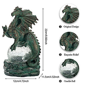 TERESA'S COLLECTIONS Dragon Garden Sculptures & Statues,Solar Outdoor Statues Resin Dragon Figurines, Bronze Gothic Decor Lawn Ornaments Yard Art for Patio Table Deck Balcony Decorations, 8.6 Inch