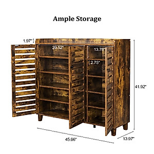 VINGLI Large Shoe Cabinet with 3 Doors 6-Tier Ultra Wide Shoe Cabinet Storage for Entryway 30 Pairs Tall Shoe Organizer Cabinet Wooden Farmhouse Shoe Rack Cabinet Rustic Brown