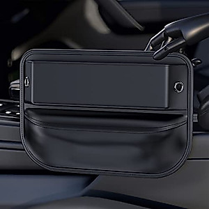 Wanfuder Car Seat Gap Filler Leather Car Seat Organizer and Storages Automotive Accessories - Front Seats Car Adjustable Gap Filler for Phones, Glasses, Keys, Cards