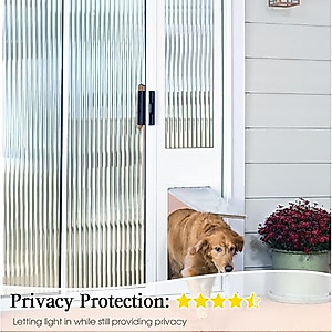 Windimiley Window Privacy Film 3D Reeded Glass Window Clings Bathroom Fluted Frosted Decorative Door Covering Adhesive UV Sun Blocking Heat Blocker Window Tint,23.1X157.4 in,Transparent