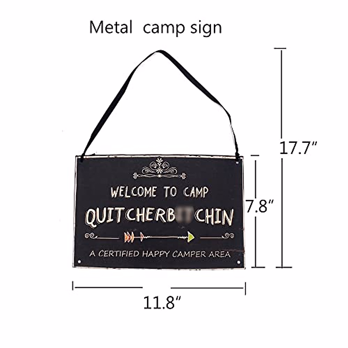 Funly mee Welcome to Camp Hanging Decorative Black Metal Sign 11.8×7.87 (inches)