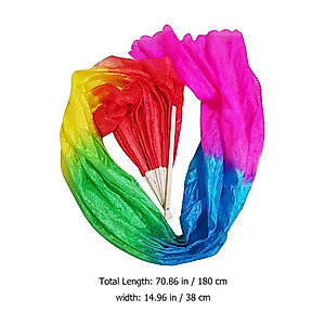 EXCEART Fan Dance Silk Fan Silk Scarves for Hair Ornament Ribbon Silk Scarf Streamers Fan for Long Dance Fan Dancing Fans Flag Folding Fan Veil Chinese Fan Bamboo Woman Prom